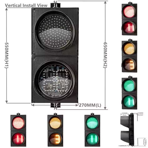 200mm 8 Inch Led Traffic Light With 2 Aspect Red Yellow Green Ball Countdown Timer