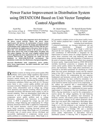 Power Factor Improvement In Distribution System Using DSTATCOM Based On