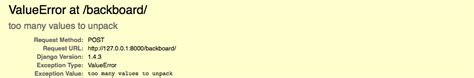 Python Django Valueerror Too Many Values To Unpack Stack Overflow