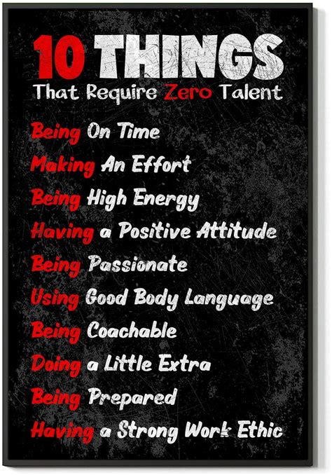 12x18 10 Things That Require Zero Talent Poster Unframed