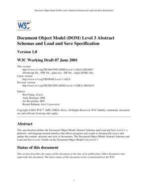 Fillable Online Document Object Model DOM Level Abstract Schemas And Load And Save