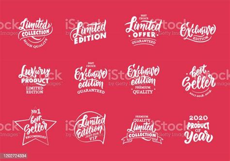 빈티지 전용 한정 판 엠블럼과 슬로건 세트 럭셔리 제품 배지 한정판에 대한 스톡 벡터 아트 및 기타 이미지 한정판 우표