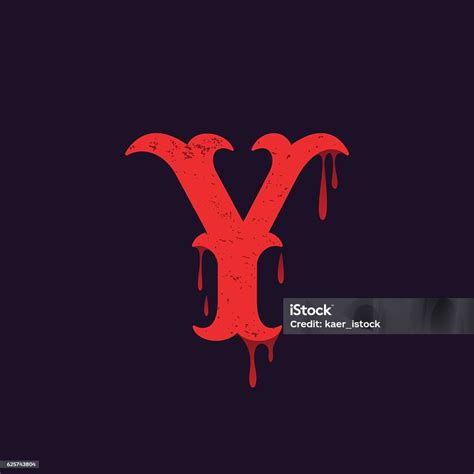 Y 문자 아이콘입니다 블러드 스플래시빈티지 슬래브 세리프 타입 개척시대의 서부에 대한 스톡 벡터 아트 및 기타 이미지 개척