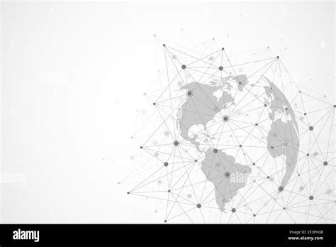 Global Network Connections With World Map Internet Connection
