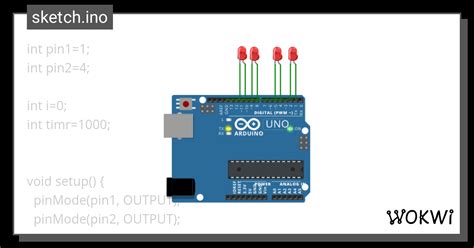 Binary Led Light 4 Led Copy Wokwi ESP32 STM32 Arduino Simulator
