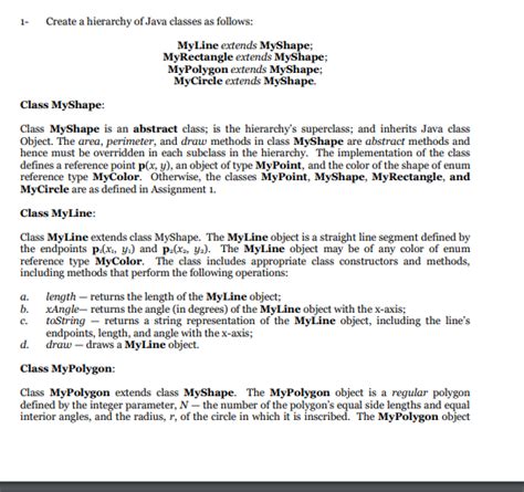 Solved 1 Create A Hierarchy Of Java Classes As Follows