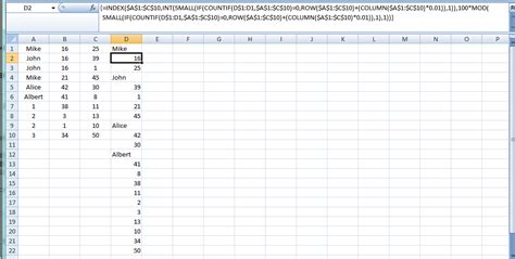 Excel Formula To Take Two Columns Unique Values And Paste Them Into