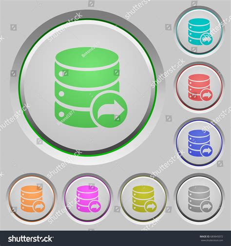 Database Transaction Commit Color Icons On Sunk Royalty Free Stock