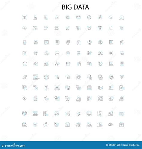 Big Data Icons Signs Outline Symbols Concept Linear Illustration