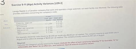 solved exercise 9 11 algo activity variances [lo9 2]