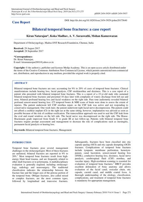 Pdf Bilateral Temporal Bone Fractures A Case Report