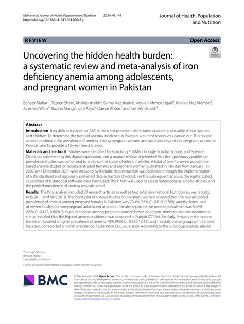 Pdf Uncovering The Hidden Health Burden A Systematic Review And Meta Analysis Of Iron