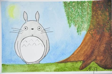 Totoro Au Clair De Lune [aquarelle] Ucama