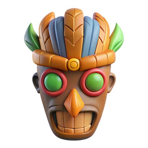 Immaculate Mid Century Concept Art Style Isolated Cutout Of A Single Tribal Mask Made Of Bark