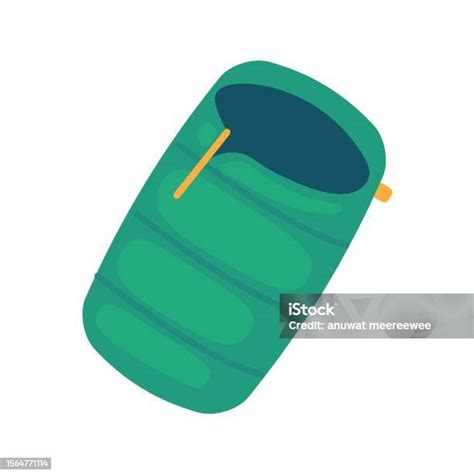 캠핑 관광 침낭 세트입니다 수면을 위한 하이킹 장비 펼치고 말아서 침낭 가방에 대한 스톡 벡터 아트 및 기타 이미지 가방