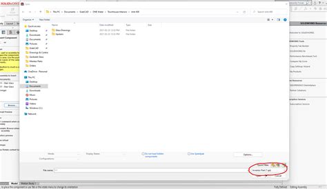 in solidworks when i try to insert a part into an assembly why is the default file type set to