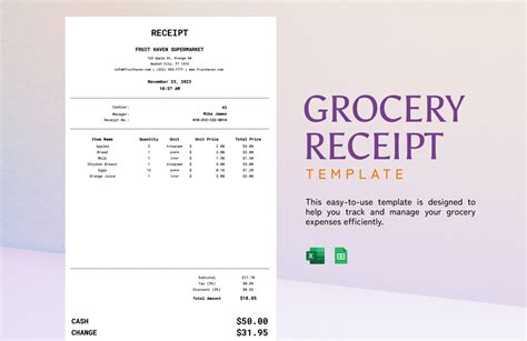 Grocery Receipt Template In Word Download