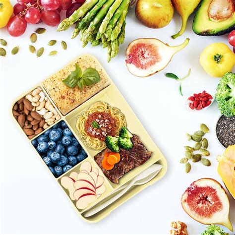 Кутия за обяд Прибори за хранене 5 отделения Зелен Emag Bg