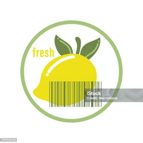 플랫 디자인의 신선한 레몬 과일 스티커 바코드가 있는 제품 패키지 라벨 벡터 일러스트 레이 션이 고립되어 있습니다 0명에 대한 스톡 벡터 아트 및 기타 이미지 Istock