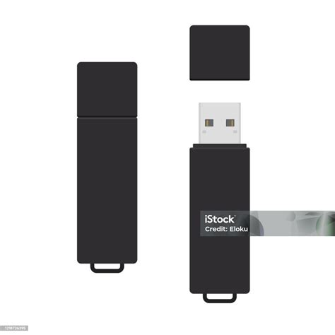 Usb Flash Drive Persegi Panjang Hitam Dibuka Dan Ditutup Ilustrasi