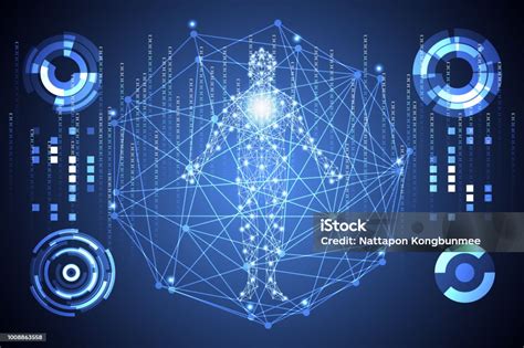 디지털 데이터 차트 통신 컴퓨팅 인체 디지털 의료 기술 Ui 미래형 컨셉 Hud 인터페이스 홀로그램 요소를 추상화 건강 미래