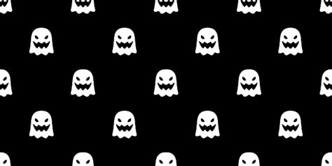 유령 완벽 한 패턴 으스스한 할로윈 벡터 만화 스카프 고립 된 타일 배경 반복 벽지 악마 악마 선물 포장 종이 그림 낙서 디자인 귀신에 대한 스톡 벡터 아트 및 기타 이미지