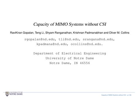 Pdf Capacity Of Mimo Systems Without Csi