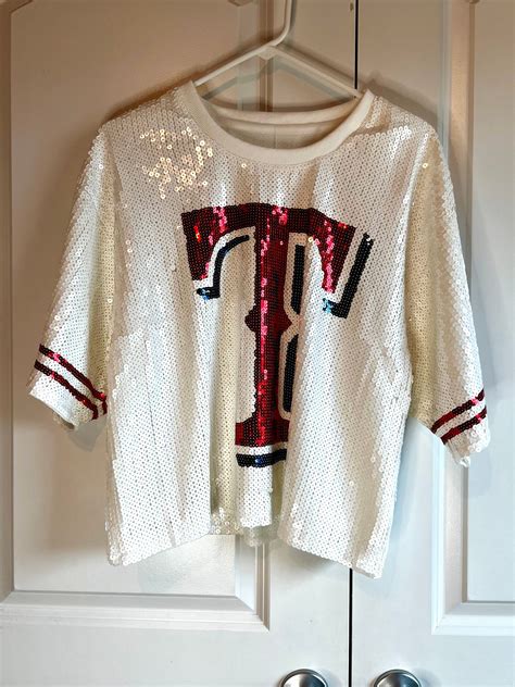 Sequin Texas Baseball Sequin Top White Or Red Etsy