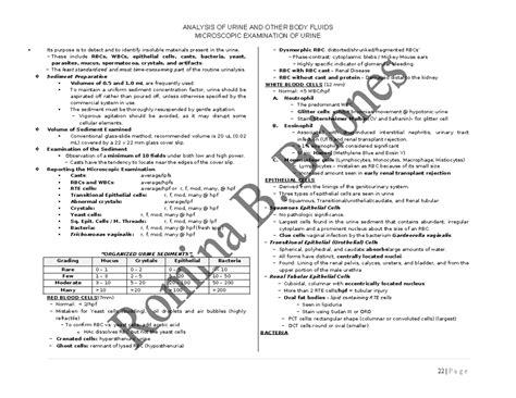 Microscopic Examination Of Urine Analysis Of Body Fluids Course Code