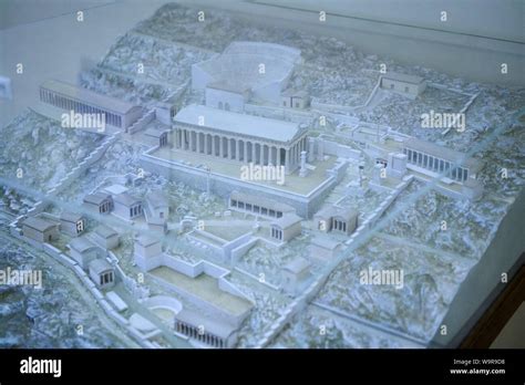 model of the reconstructed delphi on display in delphi museum stock