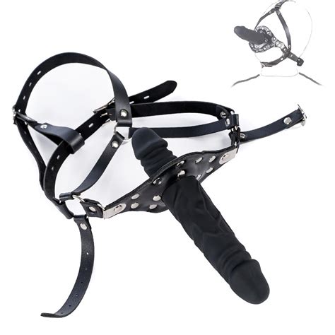 Double Dildo Mouth Gag Ball Gag With Strap Double Ended Dildo Gag Balls For Mouth