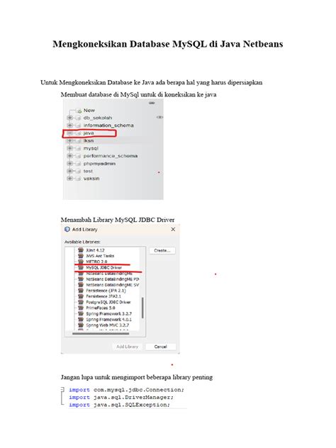 Mengkoneksikan Database Mysql Di Java Netbeans Muhammad Dezaka Pdf Teknologi And Rekayasa
