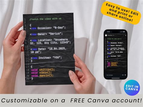 Coding Editable Digital Birthday Invitation Template Software
