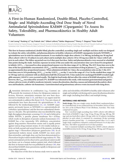 Pdf A First In Human Randomized Double Blind Placebo Controlled