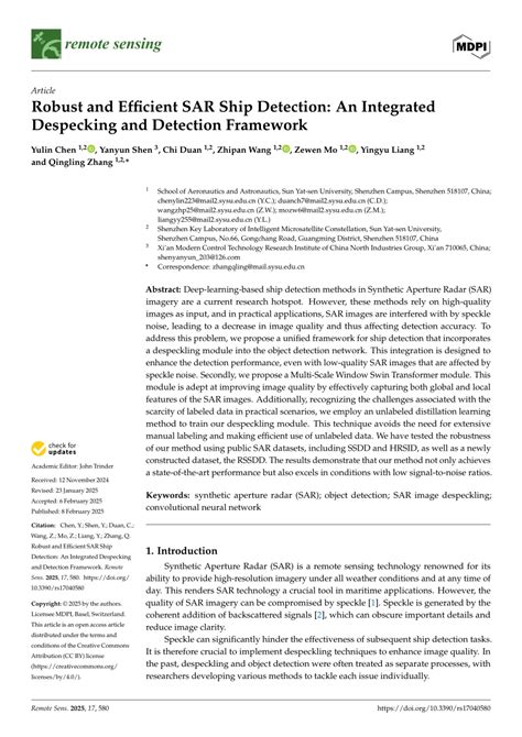 pdf robust and efficient sar ship detection an integrated despecking