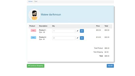 Bootstrap Shopping Cart
