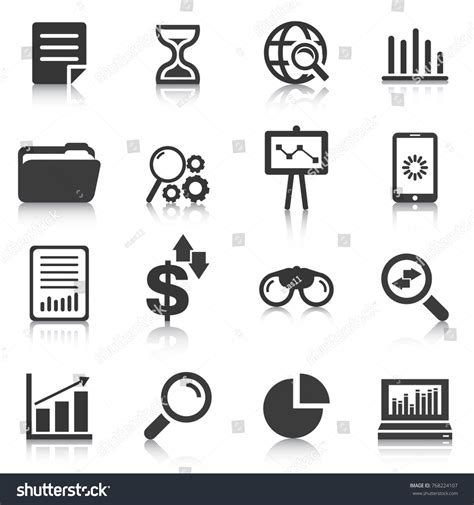 Set Data Analysis Icons Charts Graphs Vetor Stock Livre De Direitos