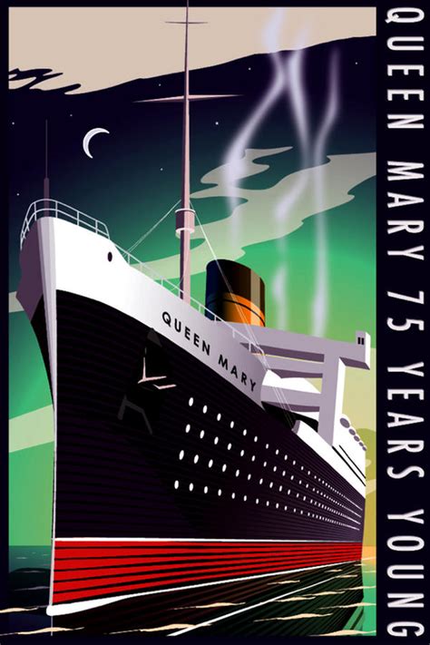 Queen Mary Ship Poster Art Deco Posters Zeppelin Art
