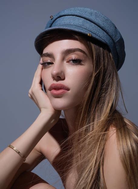 Premium Photo Sexy Woman Posing In Cap Fashion Hat Beautiful Sexy