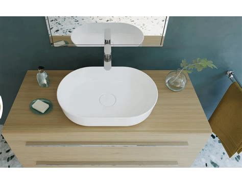 حوض تايتن فوق الرخامة فوق سطح أفقى 60 سم أبيض من سان بيور