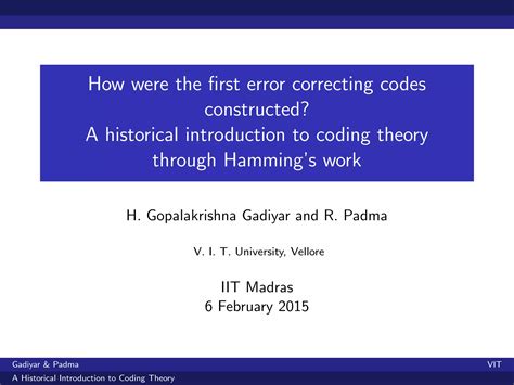 how were the first error correcting codes constructed a historical introduction to coding