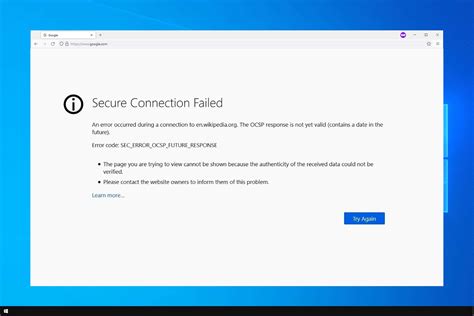 Solución Error Secerrorocspfutureresponse Firefox Chrome