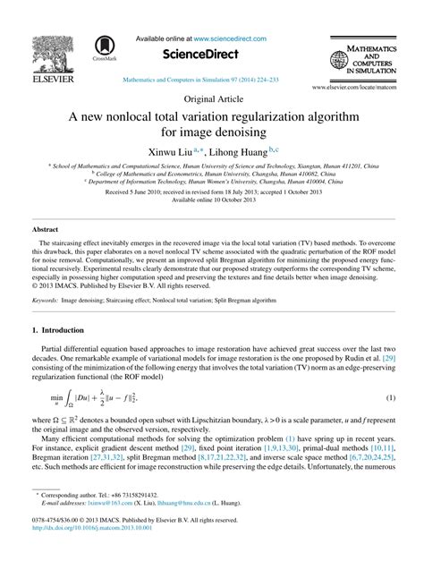pdf a new nonlocal total variation regularization algorithm for image