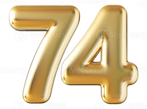 Gold 3d Number 74 36304598 PNG