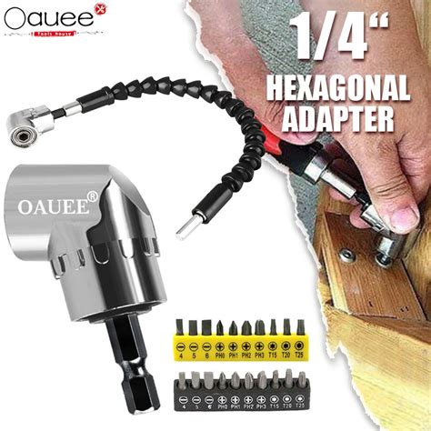 드릴 또는 스크루 드라이버용 105 도 직각 드릴 부착 및 유연한 각도 확장 비트 키트 1 4 인치 소켓 어댑터 도구 전동 공구 부품 Aliexpress