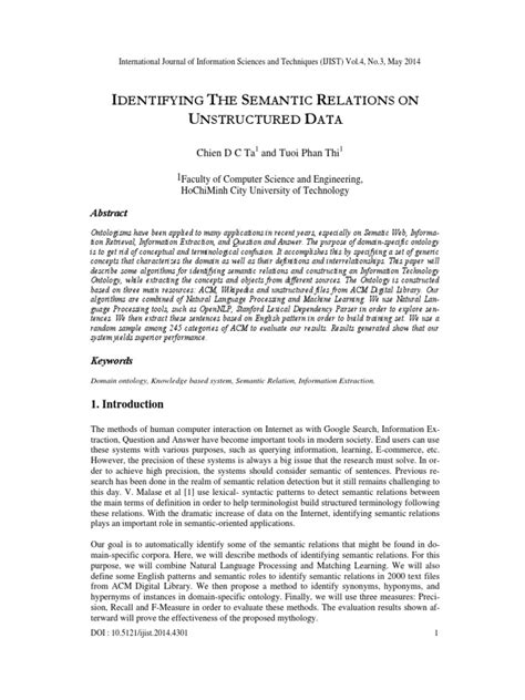Identifying The Semantic Relations On Pdf Semantics Ontology Information Science