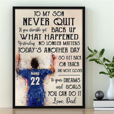Personalized To My Son Love Soccer Players Poster Inspirational Saying