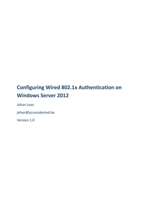 Configuring Wired X Authentication On Windows Server Pdf Computer Networking Computing