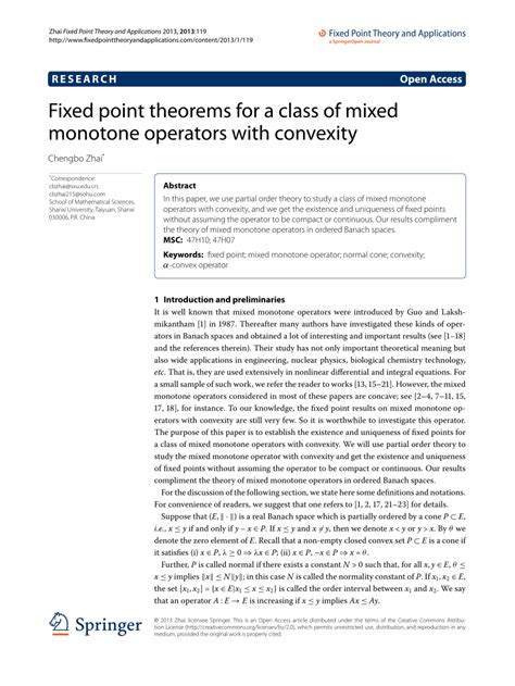 Pdf Fixed Point Theorems For A Class Of Mixed Monotone Operators With
