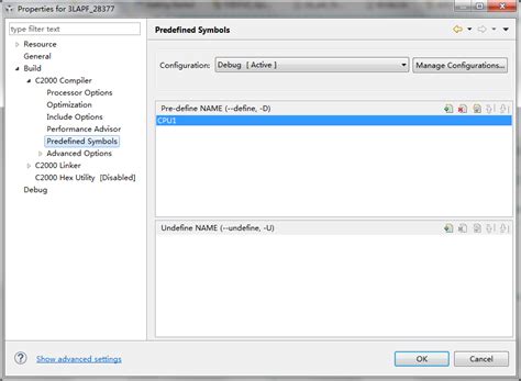 Ccs6软件中predefined Symbols问题 C2000™︎ 微控制器论坛 C2000 微控制器 E2e™ 设计支持
